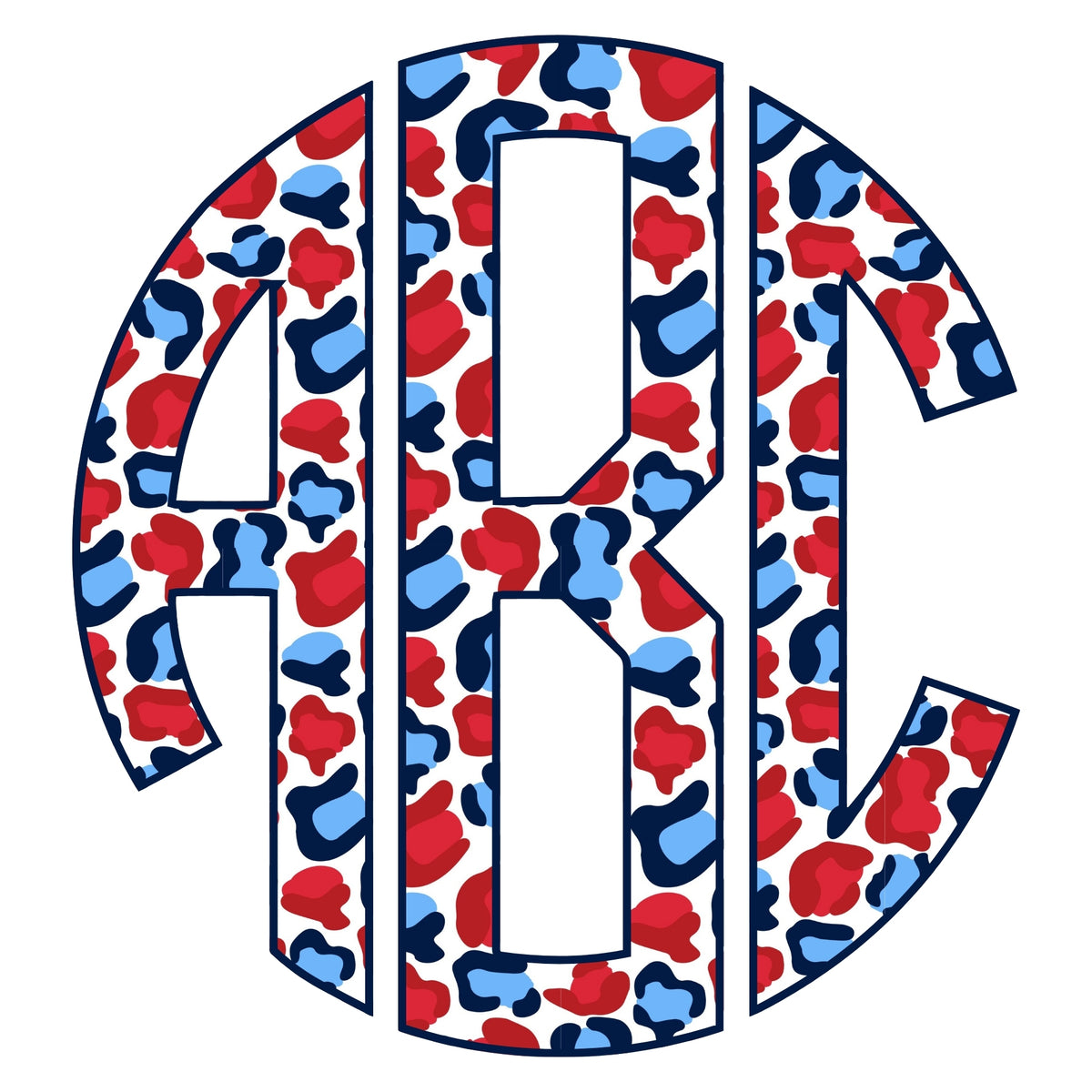 Patriotic Leopard Circle Monogram DTF Print – Harris Homespun