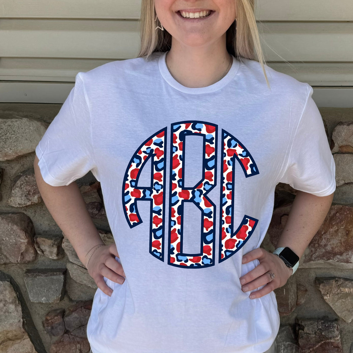 Patriotic Leopard Circle Monogram DTF Print – Harris Homespun