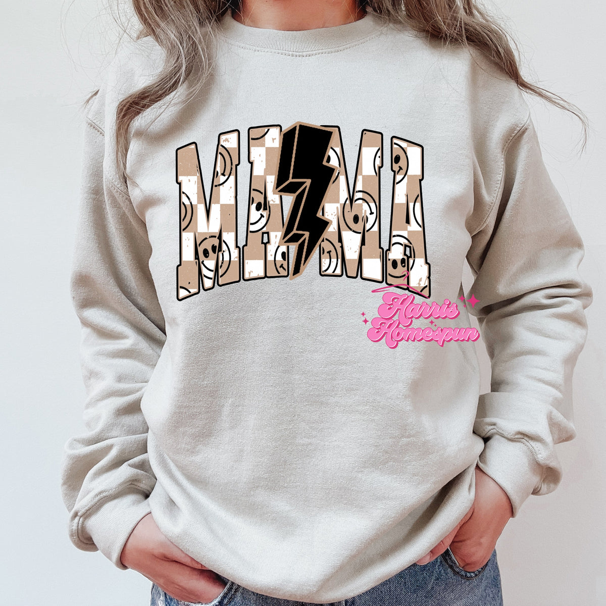 Checkered Smiley with LB MAMA Completed Top – Harris Homespun