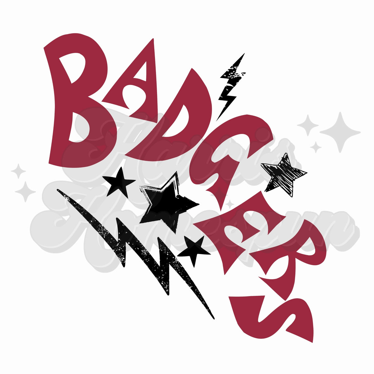 Badgers with Lightning Bolt and Stars DTF Print – Harris Homespun